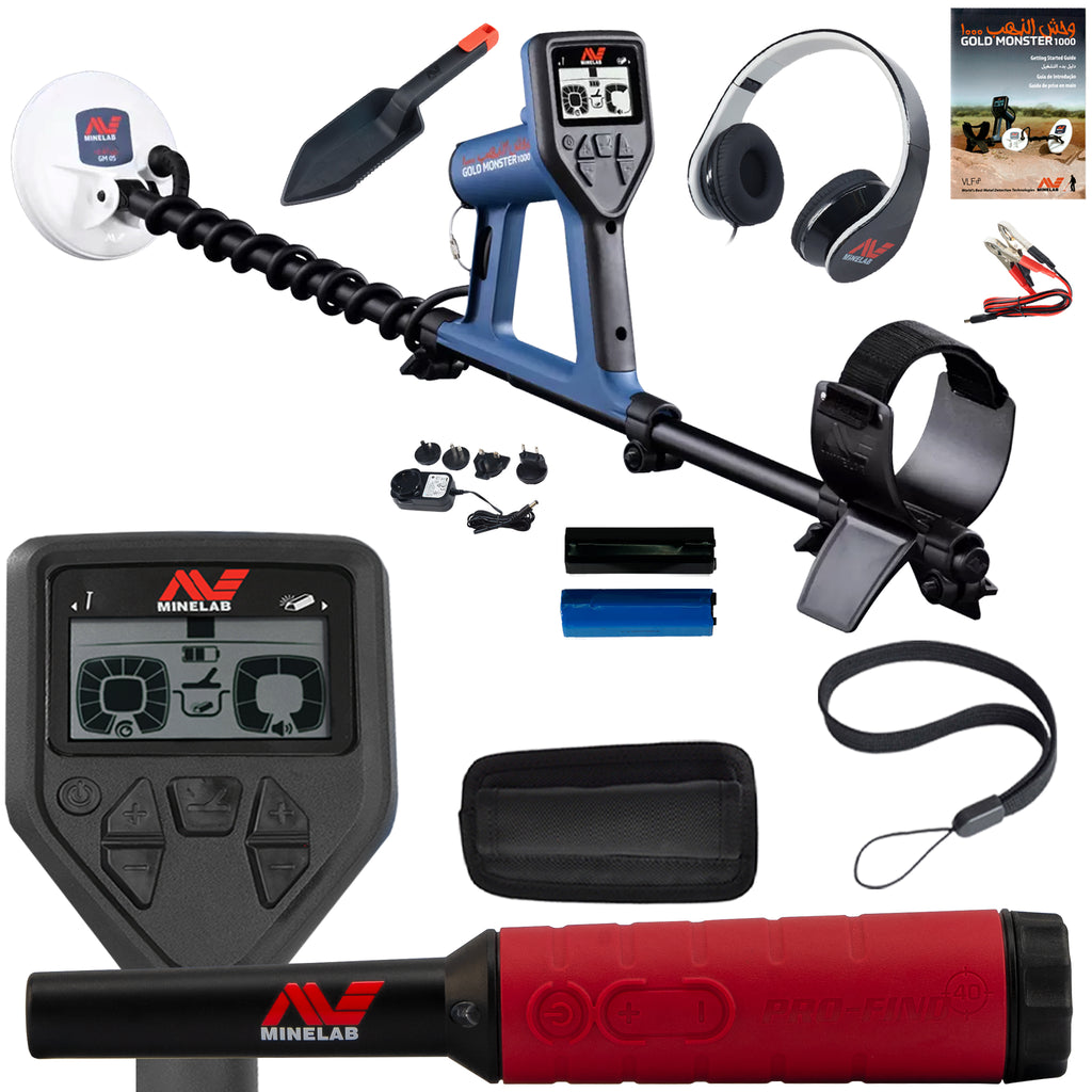 Minelab GOLD MONSTER 1000 Metal Detector with 5" Coil and Pro-Find 40 ...