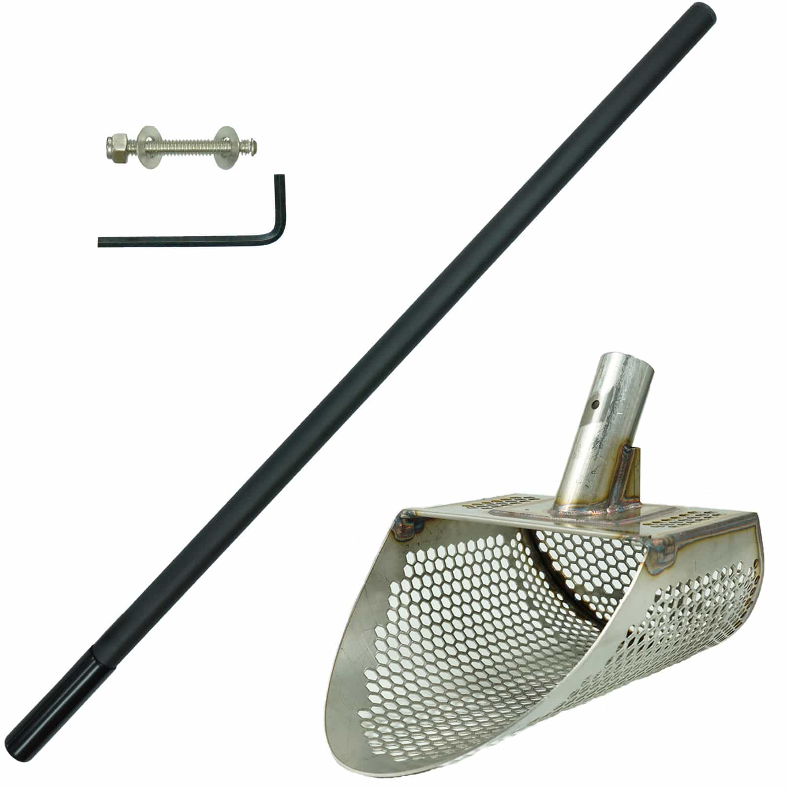 T-Rex 8" Wide Stainless Steel Sand Scoop, 3/8" Holes, Carbon Fiber Han ...