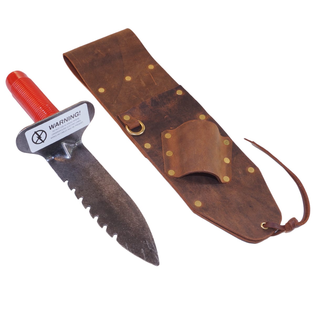 Brown Leather Sheath RIGHT sided & Lesche Digging Tool RIGHT Serrated ...